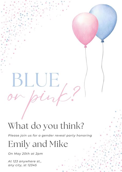 Fully Editable Gender Reveal Invitation Customizable Gender Reveal