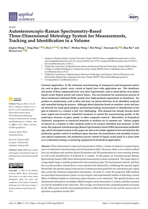 Pdf Autostereoscopic Raman Spectrometry Based Three Dimensional Metrology System For
