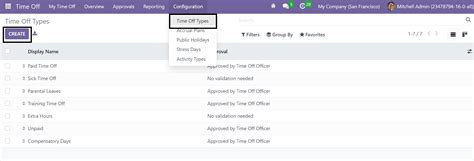 Configuration In Odoo Time Off App Odoo V Community Edition Book