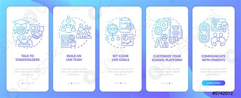 Launching School Lms Blue Gradient Onboarding Mobile App Screen Stock