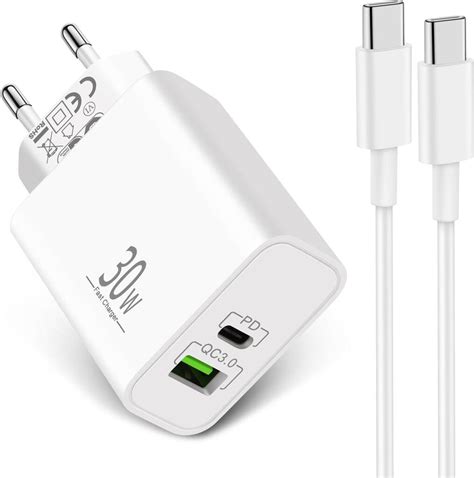 Luosike 30w Usb C Oplader En 2m Type C Kabel 2 Port Charger Met Usb C Naar Usb C Oplaadkabel