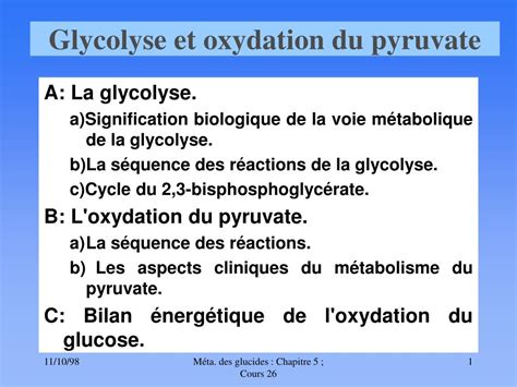 Ppt Glycolyse Et Oxydation Du Pyruvate Powerpoint Presentation Free