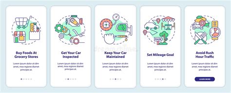 Road Trip Tips Onboarding Mobile App Screen Stock Vector Illustration Of Line Customizable