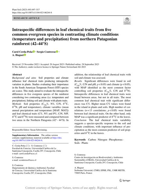 Intraspecific Differences In Leaf Chemical Traits From Five Common