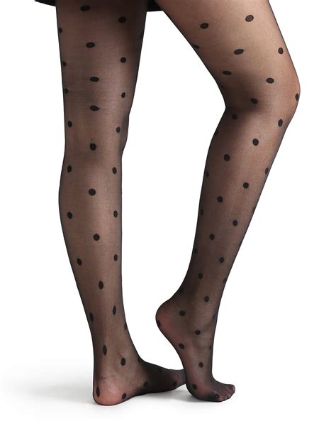 Black Polka Dot Pattern Sheer Mesh Pantyhose Stockingsfor Women Romwe