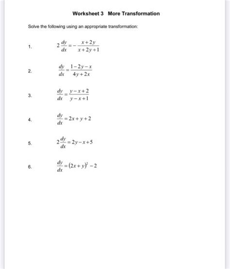 Solved Worksheet 4 Integration Factor Method Obtain The