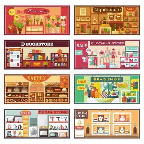 Shop Facade Elements Vector Set Stock Vector Illustration Of Outdoor