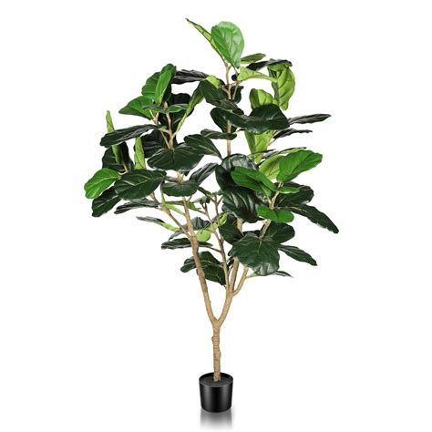 Feelead Faux Fiddle Leaf Fig Tree 5ft Artificial Ficus Lyrata Plants