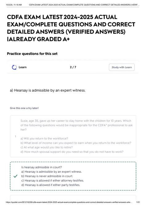 CDFA EXAM LATEST ACTUAL EXAM COMPLETE QUESTIONS AND CORRECT DETAILED ANSWERS VERIFIED ANSWERS