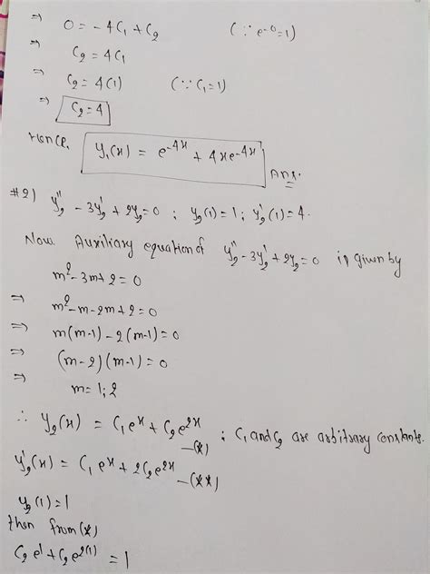 [solved] Solve The Following Differential Equations Using The Initial