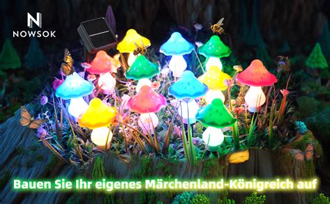 NOWSOK solar pilze lichterkette aussen für außen garten deko Pilz