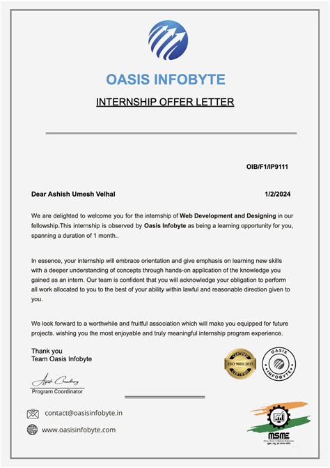 Ashish Velhal On Linkedin Oasisinfobyte Webdevelopment