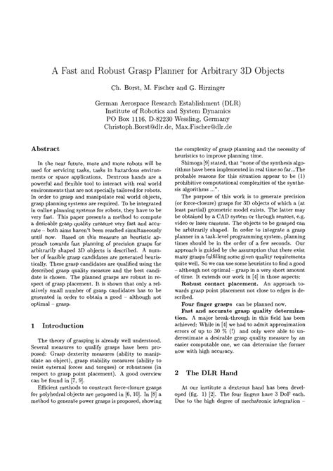 Pdf Fast And Robust Grasp Planner For Arbitrary 3d Objects