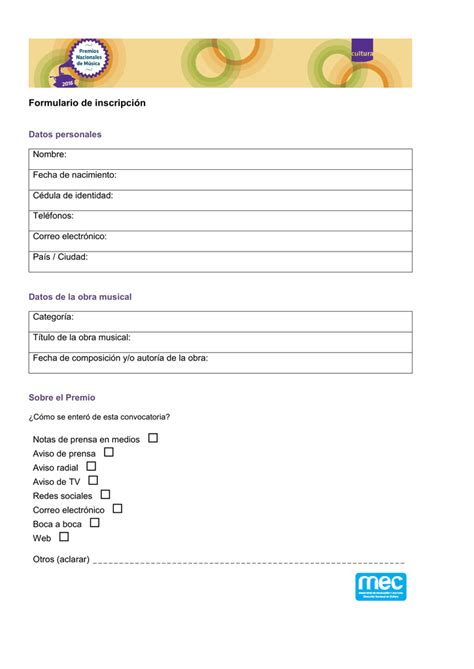 Formulario De Inscripción