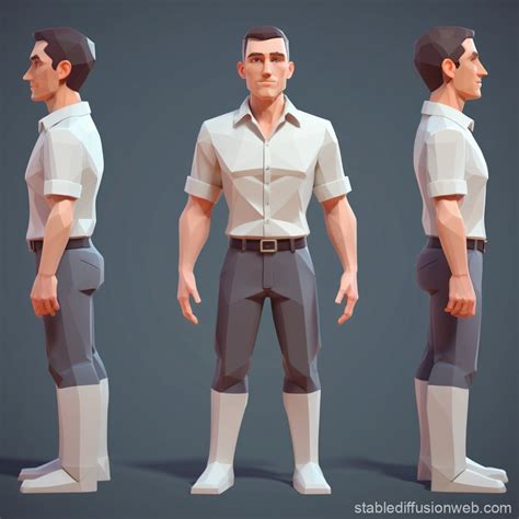 Low Poly Male Character Poses Stable Diffusion Online