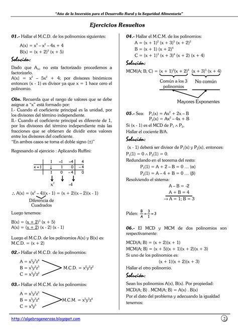 Mcd Y Mcm De Polinomios PDF