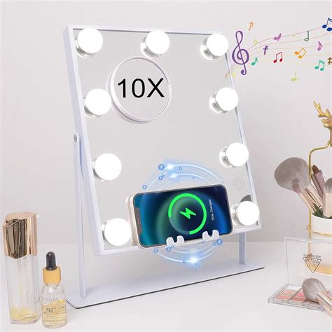 Buy Hansong Lighted Vanity Mirror With Bluetooth And Wireless Charging Makeup Mirror With Lights