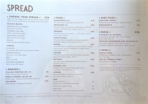 Menu At Spread Pizza Restaurant Camp Hill