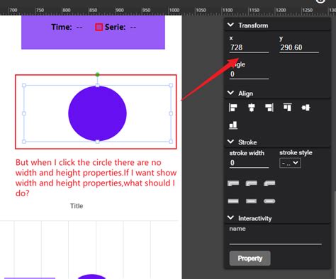 How To Show Width And Height Properties When I Click The Cirle Shape