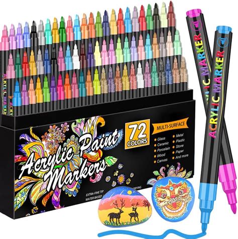 Marqueurs De Peinture Acrylique 72 Couleurs 0 7 Mm Pointe Extra Fine