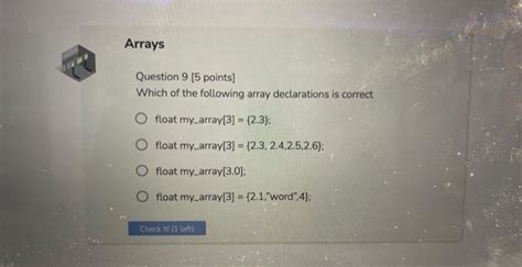 Solved Question 9 5 Points Which Of The Following Array