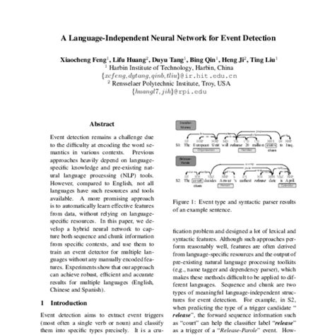A Language Independent Neural Network For Event Detection Acl Anthology