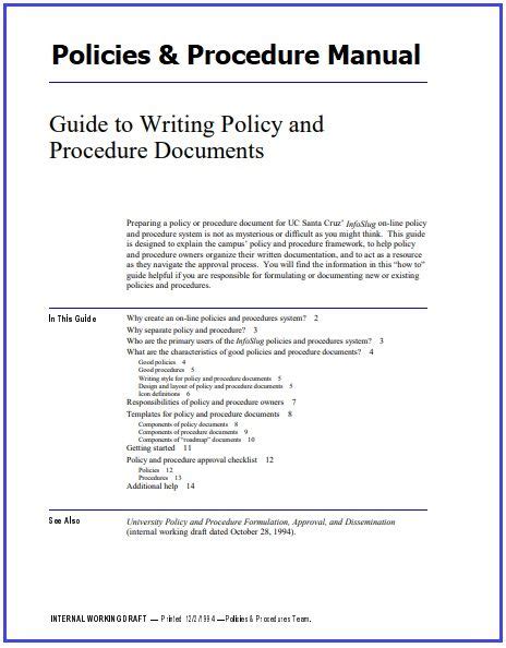 How To Write A Process And Procedure Manual