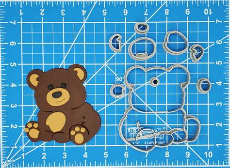 3d File Bear Multipiece Fondant Cookie Cutter Set Multiple Sizes 🐻 ・3d
