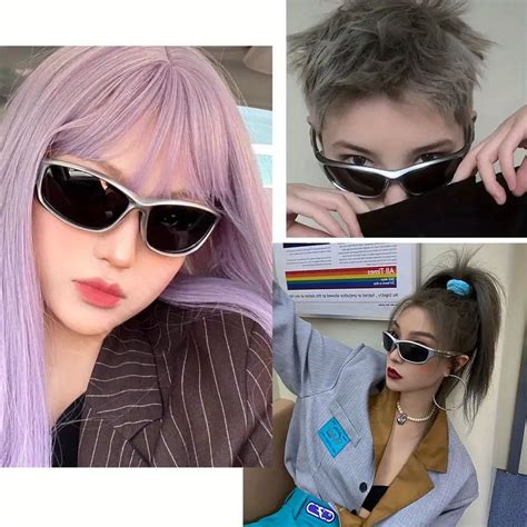 Futuristic Wrap Around Silvery Cyber Sunglasses Polarized Outdoor