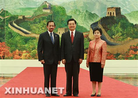胡锦涛和夫人刘永清与文莱苏丹哈桑纳尔·博尔基亚合影 时政 人民网