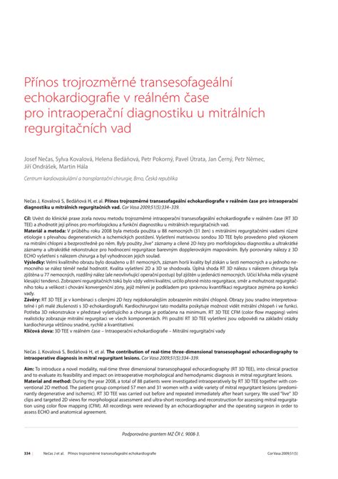 Pdf The Contribution Of Real Time Three Dimensional Transesophageal Echocardiography To