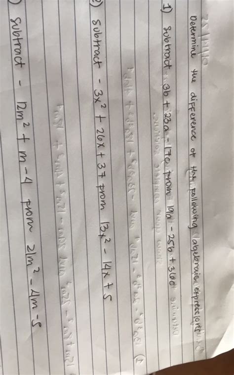 25110 Determine The Difference Of The Following Agebraic Expressionisin 1 Subtract 36 23a