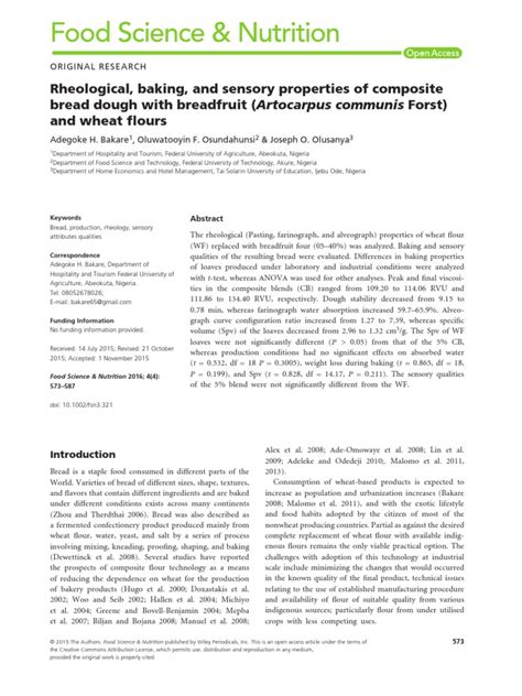 Bakare Et Al 2016 Rheological Baking And Sensory Properties Of