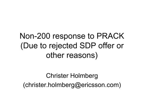 ppt non 200 response to prack due to rejected sdp offer or other