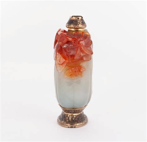 Lot A Carved Jade Maison Maquet Gilt Mounted Snuff Bottle Lighter