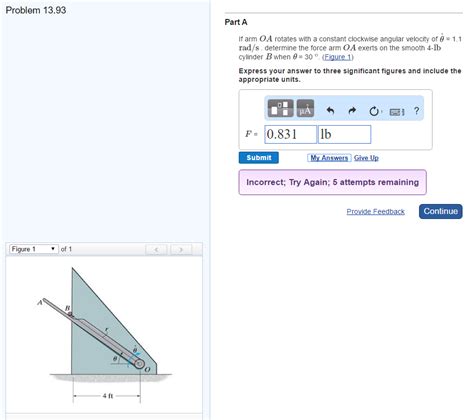 Solved If Arm Oa Rotates With A Constant Clockwise Angular