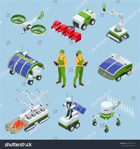 Isometric Set Iot Smart Industry Robot Stock Vector Royalty Free Shutterstock