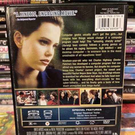 The Rachel Papers 1989 Dvd Ione Skye James Spader Sexy Romantic Drama