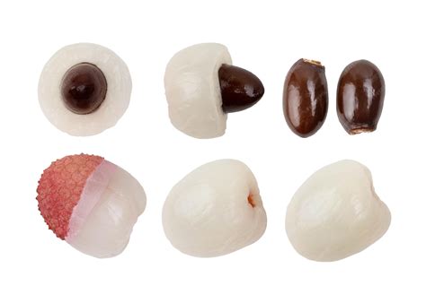 Premium Photo Set Fresh Lychee The Skin Is Cut Whole Cut In Half With