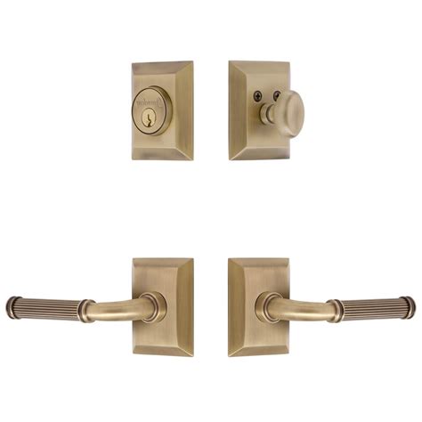 Fifth Avenue Collection Fifth Avenue Square Rosette Entry Set With Soleil Lever In Vintage