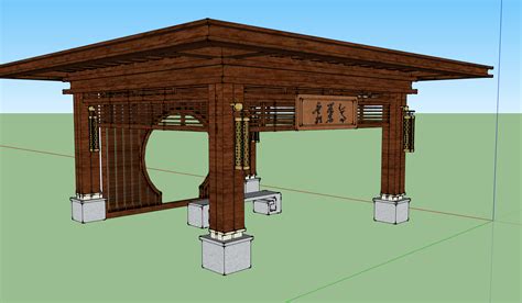 古典中式简约亭子建筑su模型 景观建筑 土木在线