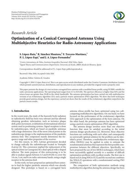 Pdf Optimization Of A Conical Corrugated Antenna Using Multiobjective