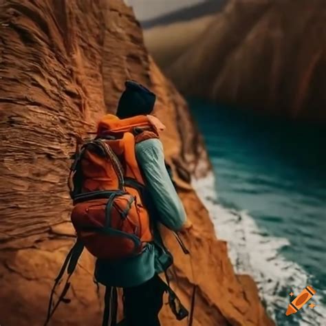Adventurers With Nomad Backpacks Exploring Cliffs Metropolises And