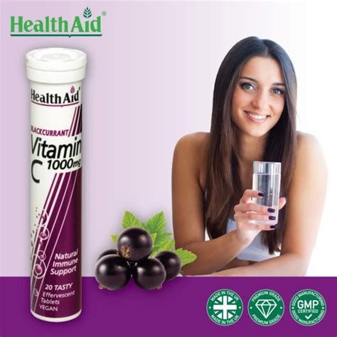 Health Aid Blackcurrant Vitamin C 1000g 20 Effervescent Tablets