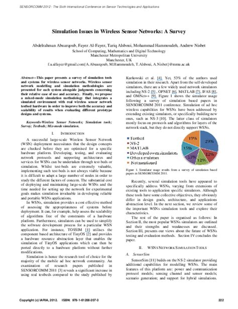 pdf simulation issues in wireless sensor networks a survey