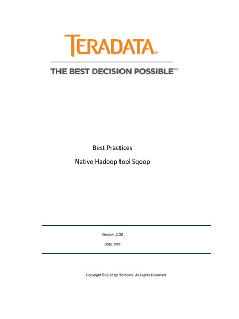 23 Best Practices Native Hadoop Tool Sqoop Pdf Apache Hadoop Databases