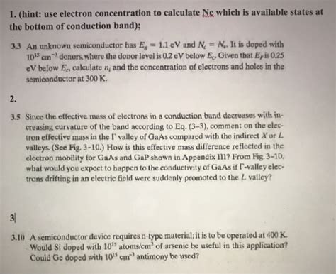Solved 1 Hint Use Electron Concentration To Calculate Ne