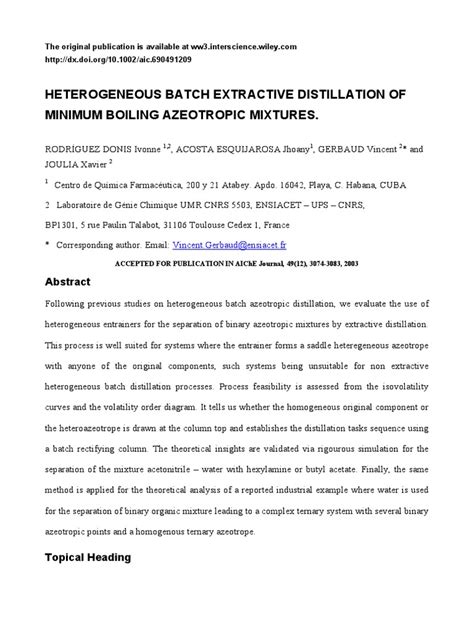 heterogeneous batch extractive distillat pdf pdf distillation