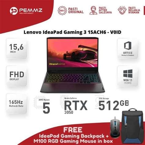 Jual LENOVO IDEAPAD GAMING 3 15ACH6 V0ID R5 5600H SSD 512GB RTX3050 SHADOW BLACK