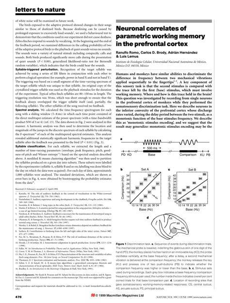 Pdf Neuronal Correlates Of Parametric Working Memory In The